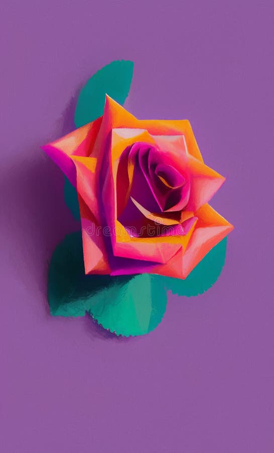 Low Poly Rose - Stylized Digital Art Stock Illustration - Illustration ...