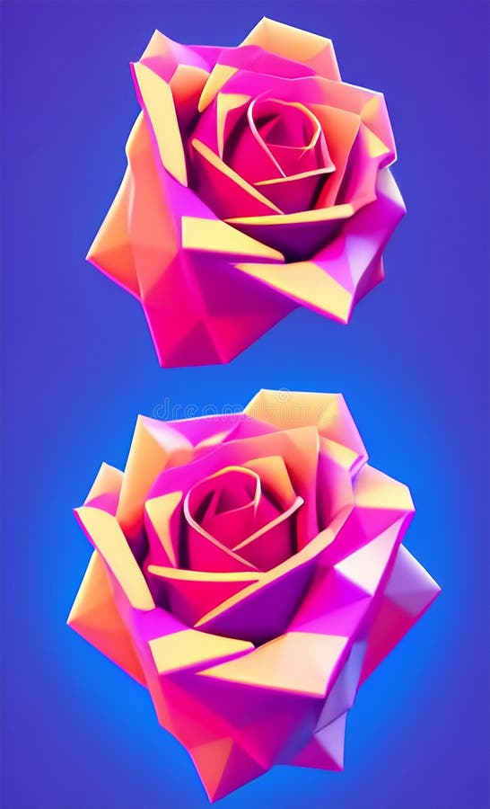 Low Poly Rose - Stylized Digital Art Stock Illustration - Illustration ...