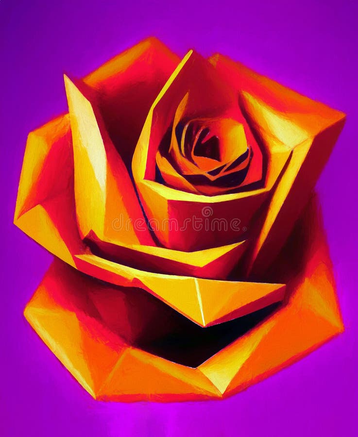 Low Poly Rose - Stylized Digital Art Stock Illustration - Illustration ...