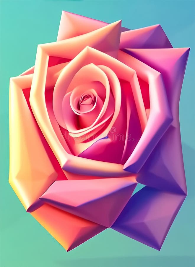Low Poly Rose - Stylized Digital Art Stock Illustration - Illustration of digital, petal: 259986124