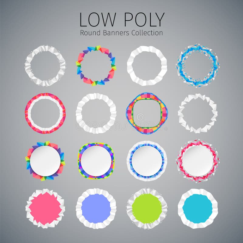 Low Poly Round Banners Set stock vector. Illustration of poly - 67531453