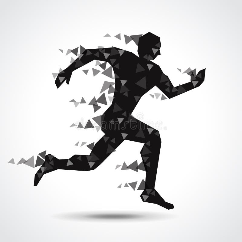 Low Poly Running Man Isolated on White Vector Stock Vector ...
