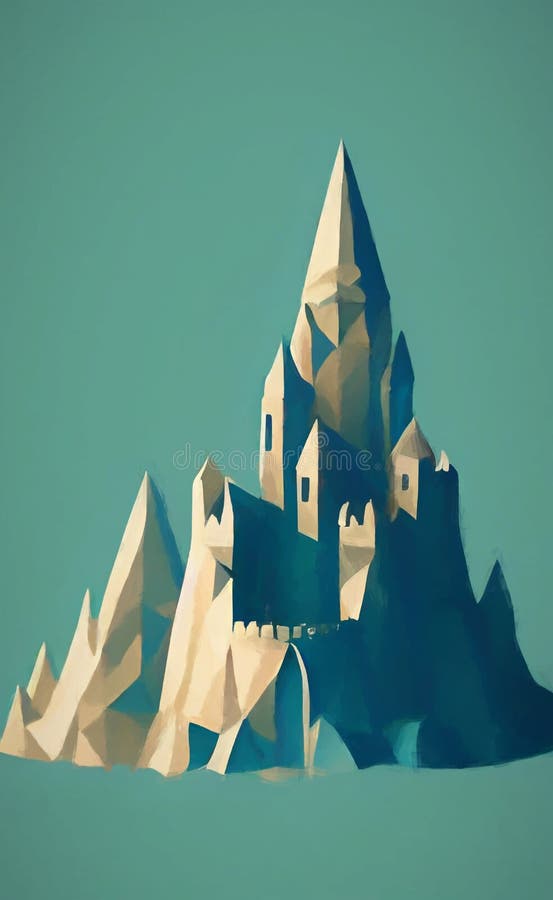 Low Poly Sand Castle - Stylized Digital Art Stock Illustration ...