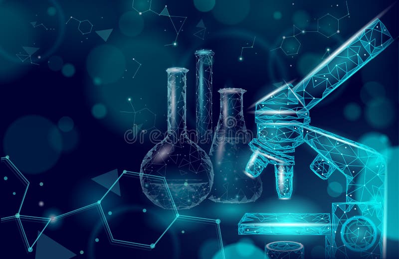 Low Poly Science Chemical Glass Flasks. Scientific Equipment Polygonal ...