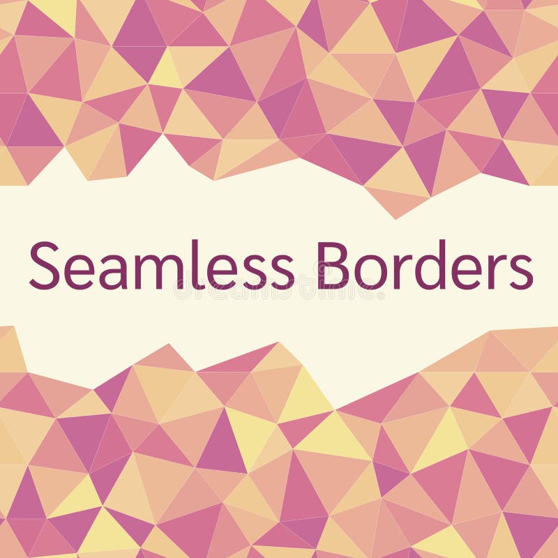 Low Poly Seamless Vector Borders with 10 Shades of Warm Pink and Yellow ...