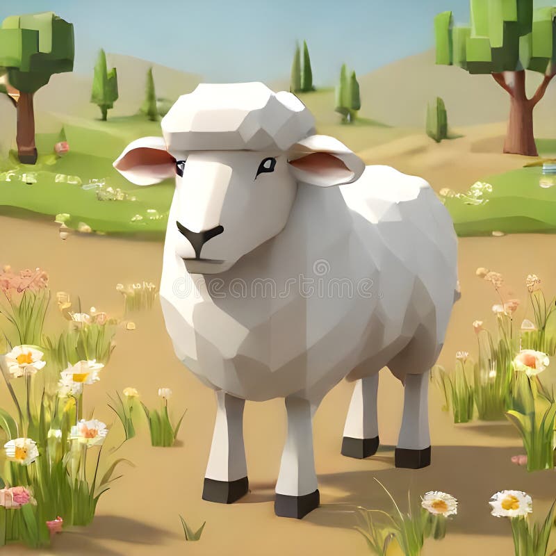 Low Poly Sheep in 3d. Generative AI Stock Illustration - Illustration ...