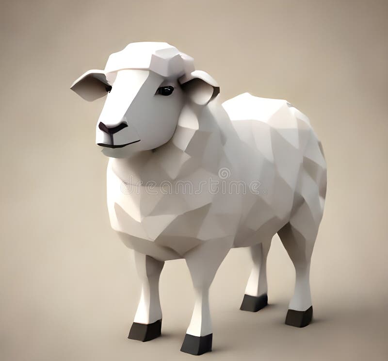 Low Poly Sheep. Generative AI Stock Illustration - Illustration of ...