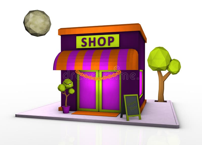 Low poly shop Halloween stock illustration. Illustration of thirty ...