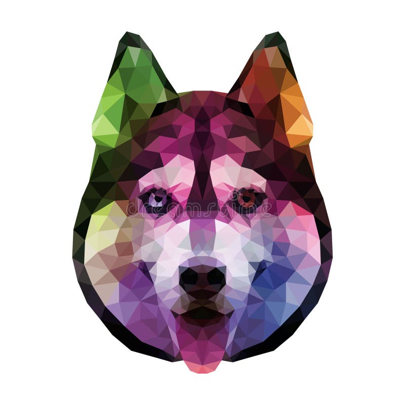 Low Poly Siberian Husky Dog Head Stock Vector - Illustration of ...