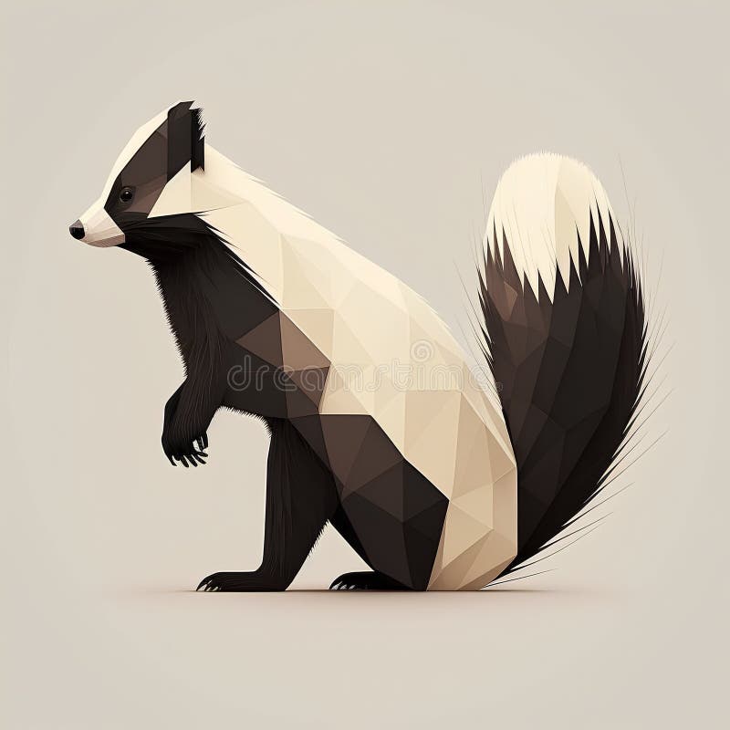 Low Poly Skunk Isolated on Beige Background. Vector Illustration Stock ...
