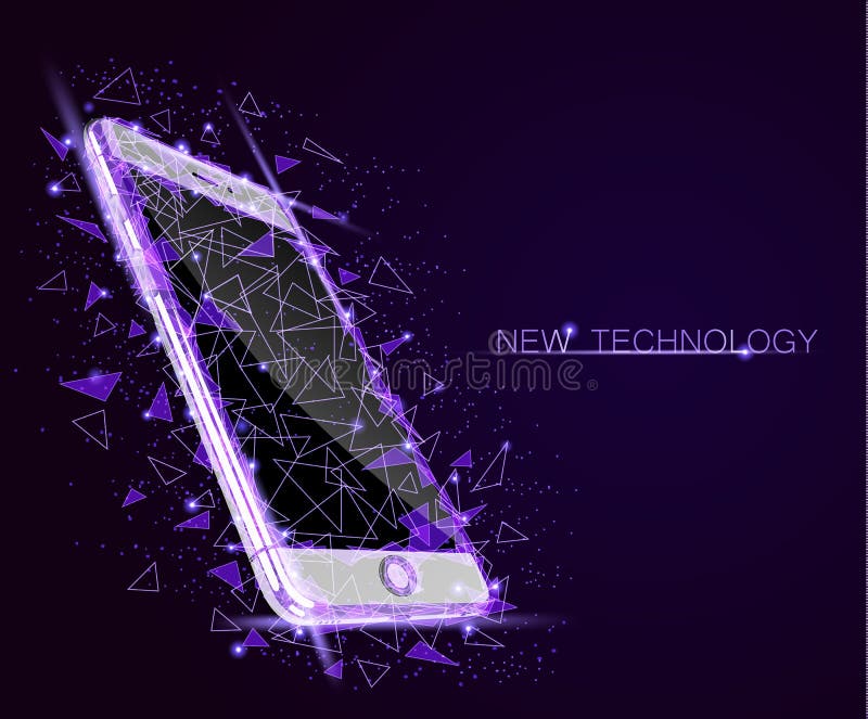 Low Poly Smartphone Mobile Touch Screen Display. Triangle Polygonal ...