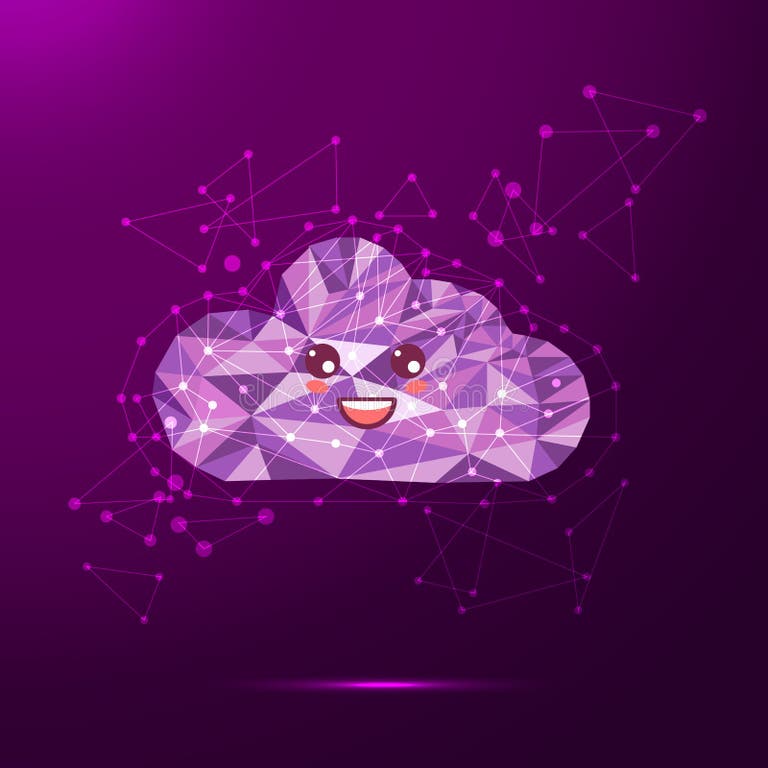 Low Poly Smile Cloud. Technology Icon Illustration Stock Vector ...