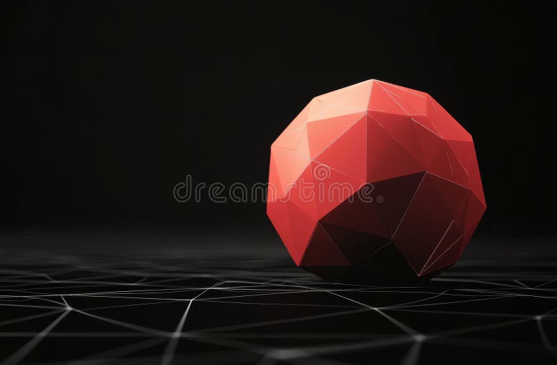 A Low Poly Sphere with a Chaotic Form Rendered in 3D Abstract. Stock ...