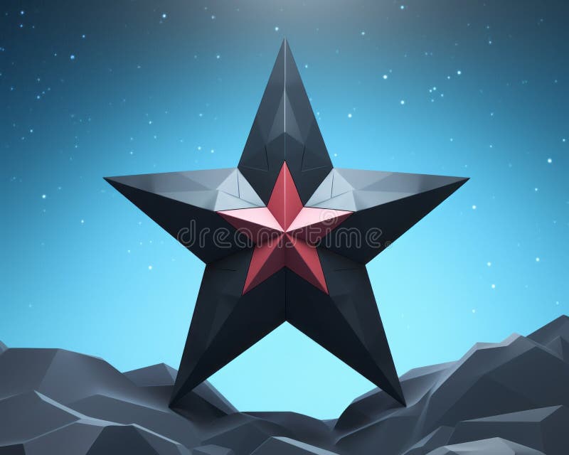 A Low Poly Star on Top of Some Rocks Stock Illustration - Illustration ...