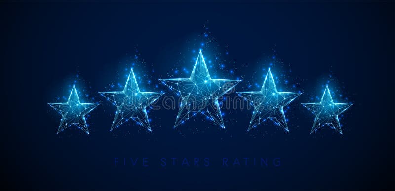 Low Poly 5 Stars Raiting. Abstract Blue Stars. Stock Vector ...