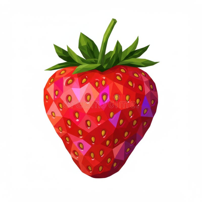 Low Poly Strawberry Illustration Red Fruit Digital Art Stock ...