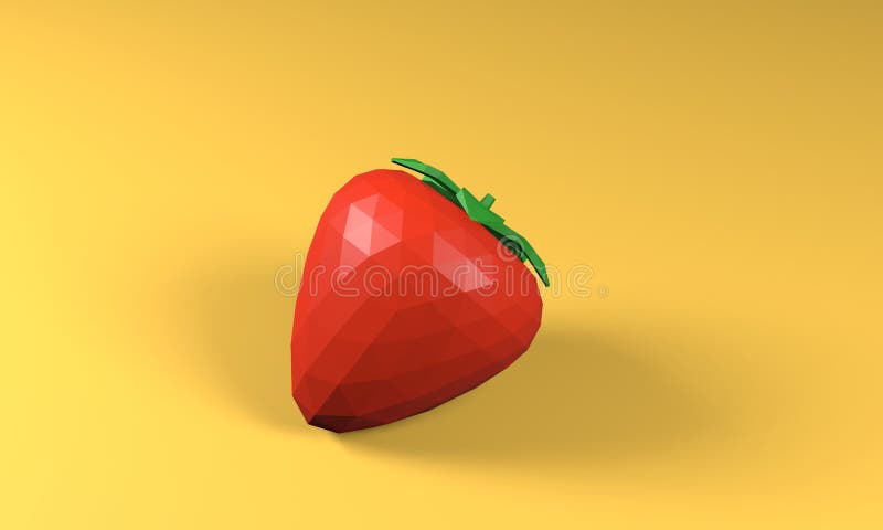 Low Poly Strawberry. Stylized 3d Illustration. Stock Illustration ...
