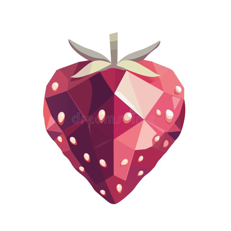 Low Poly Strawberry Vector Illustration. Geometric Strawberry Art in ...