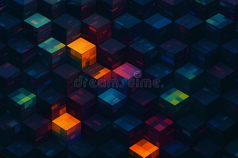 Low - Poly Style Colorful Glowing Cube Pattern, Showcasing Angular ...