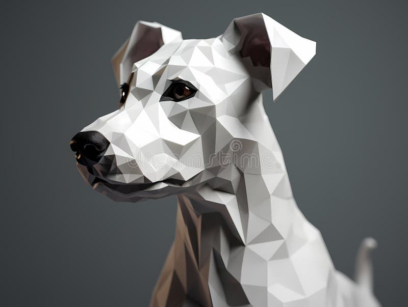 Low Poly Style Dog on Grey Background, AI Generated Stock Illustration ...