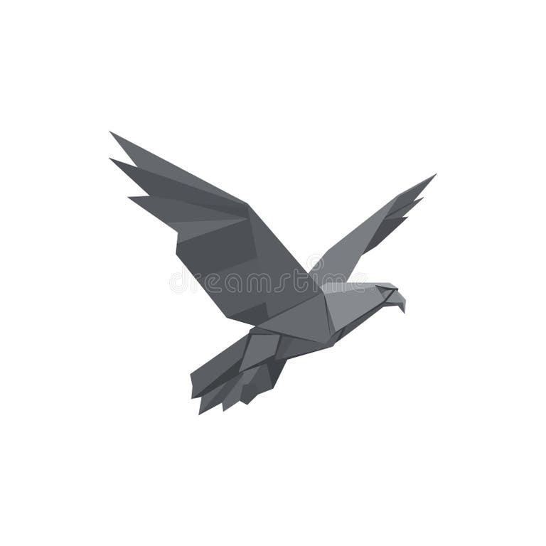 Low Poly Style Flying Eagle with Outstretched Wings in Minimalist ...