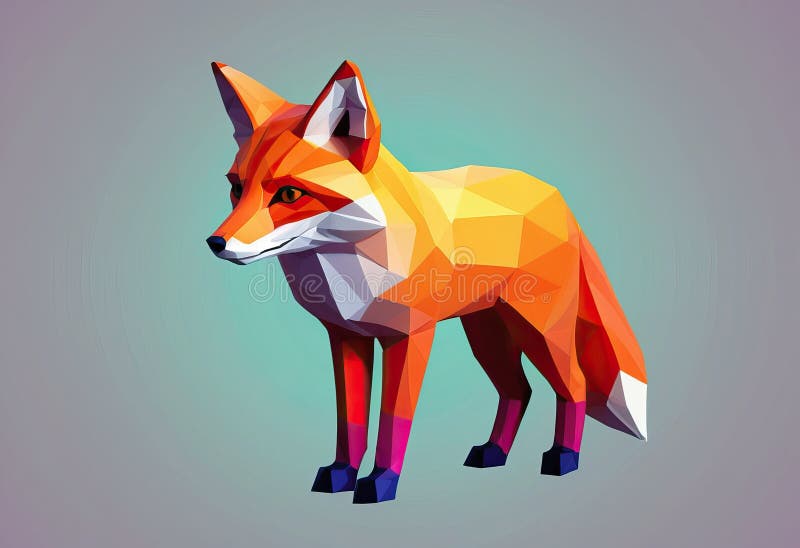 Low-poly Style Fox, Made of Geometric Triangles, Sharp Stripes Stock ...
