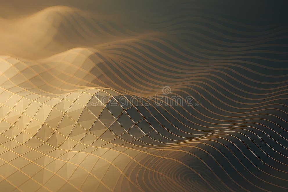Low - Poly Style Gold - Black Gradient Geometric Ripple Pattern, Showcasing Angular Stock ...
