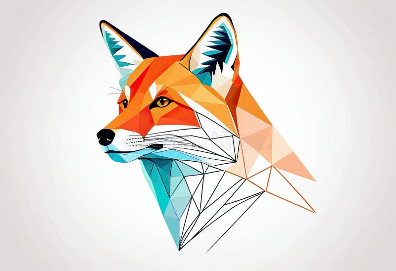 Low-poly Style Head of a Fox, Made of Geometric Triangles, Sharp ...