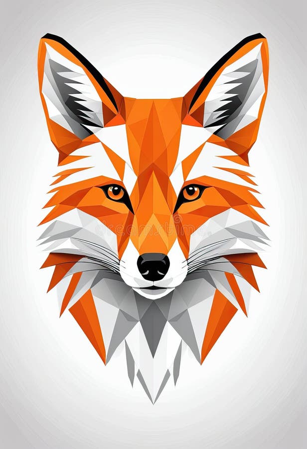 Low-poly Style Head of a Fox, Made of Geometric Triangles, Sharp ...