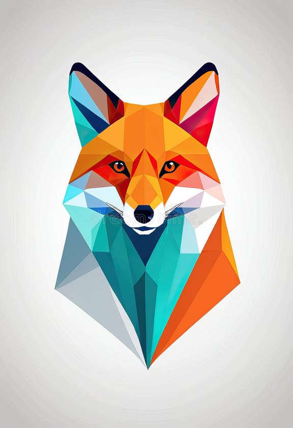 Low-poly Style Head of a Fox, Made of Geometric Triangles, Sharp ...