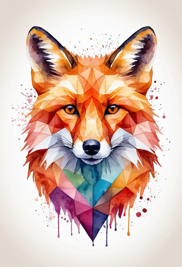 Low-poly Style Head of a Fox, Made of Geometric Triangles, Sharp ...