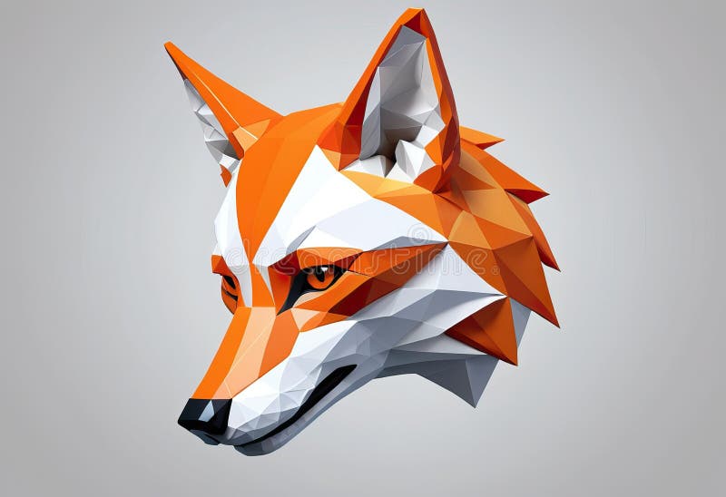 Low-poly Style Head of a Fox, Made of Geometric Triangles, Sharp ...
