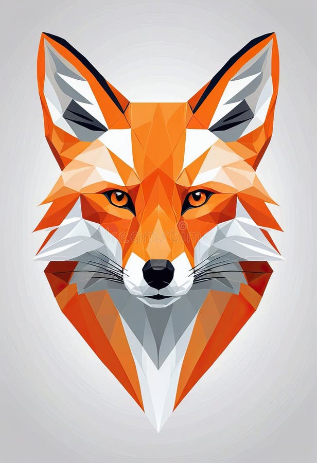 Low-poly Style Head of a Fox, Made of Geometric Triangles, Sharp ...