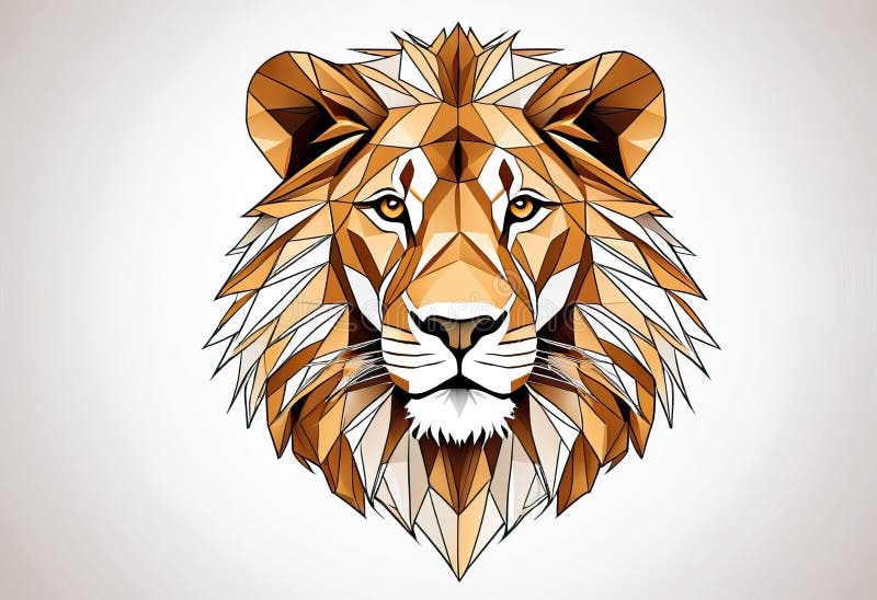 Low-poly Style Head of a Lion, Made of Geometric Triangles, Sharp ...