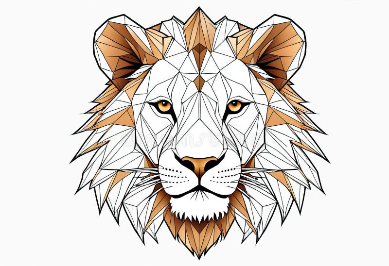 Low-poly Style Head of a Lion, Made of Geometric Triangles, Sharp ...