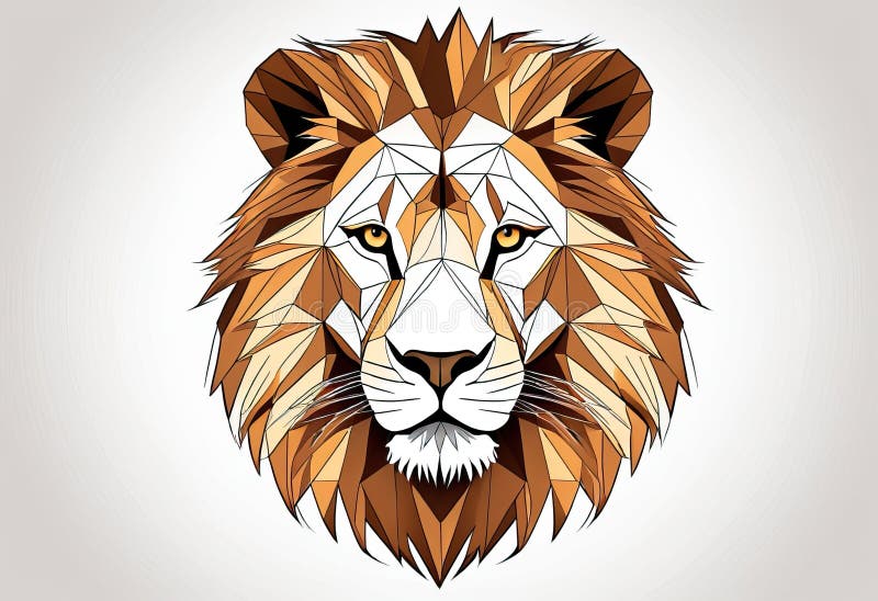 Low-poly Style Head of a Lion, Made of Geometric Triangles, Sharp ...