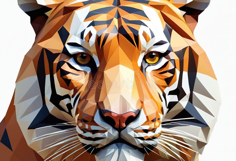 Low-poly Style Head of a Tiger, Made of Geometric Triangles, Sharp ...