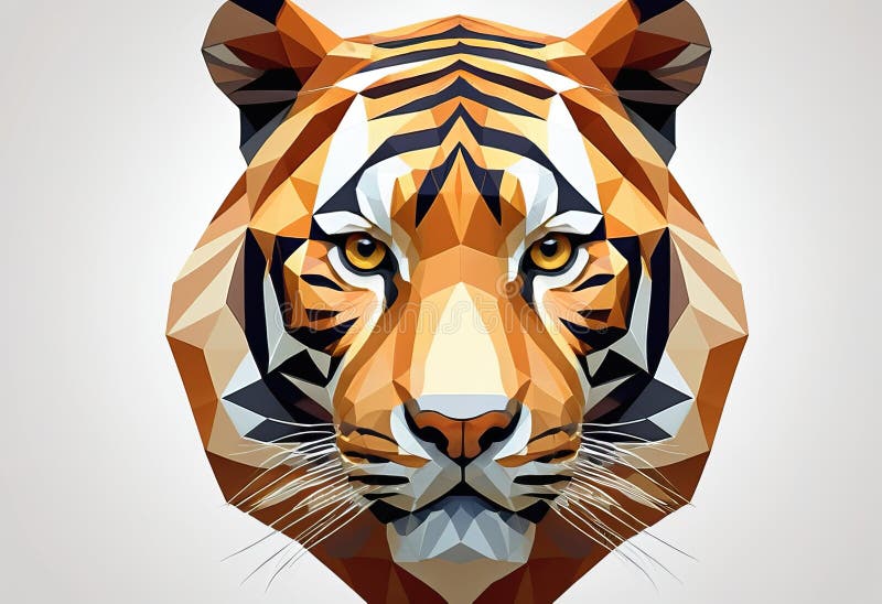 Low-poly Style Head of a Tiger, Made of Geometric Triangles, Sharp ...