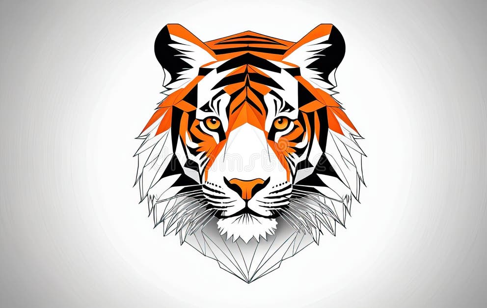 Low-poly Style Head of a Tiger, Made of Geometric Triangles, Sharp ...