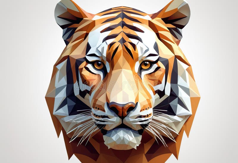 Low-poly Style Head of a Tiger, Made of Geometric Triangles, Sharp ...