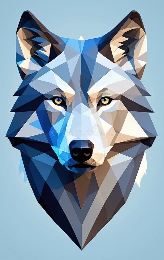Low-poly Style Head of Wolf, Composed of Geometric Shapes Triangles ...