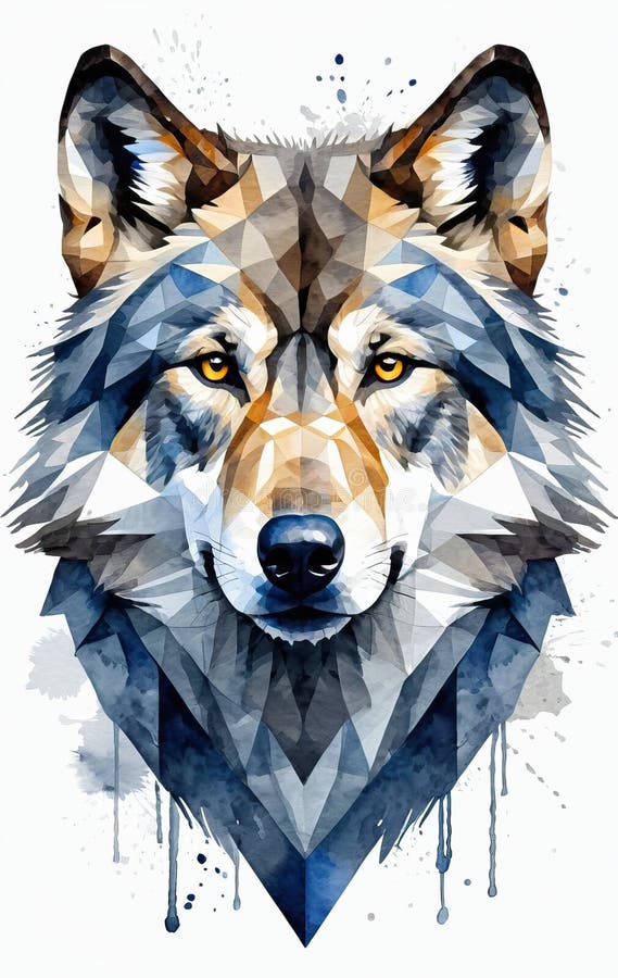 Low-poly Style Head of Wolf, Composed of Geometric Shapes Triangles ...