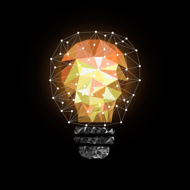 Low Poly Style Light Blue Bulb. Vector Abstract Illustration on ...