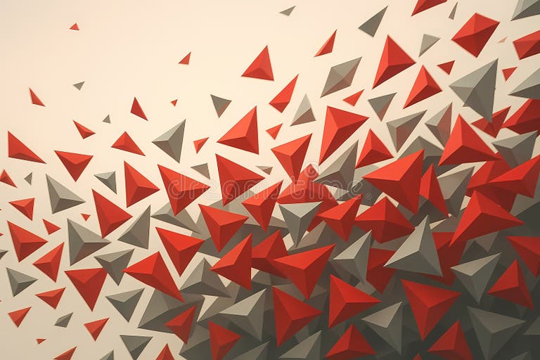 Low - Poly Style Red 3D Geometric Fragment Pattern, Showcasing Angular ...