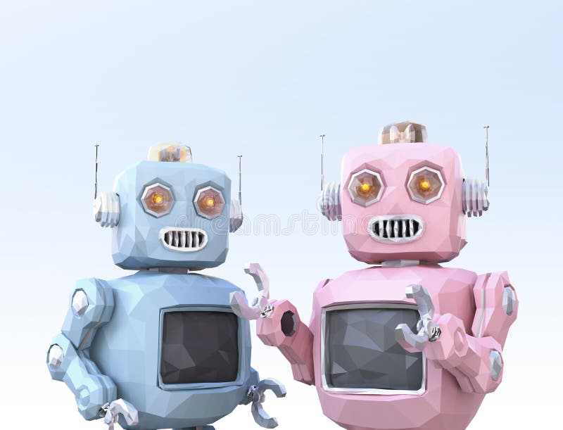 Low Poly Style Robots are Enjoyed Chatting with Each Other Stock ...