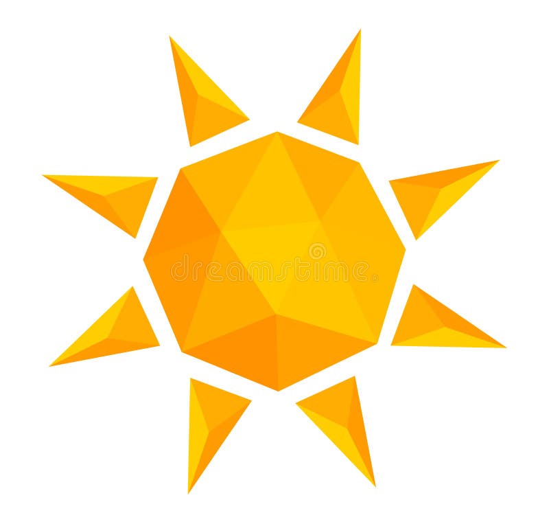 Low poly style sun icon stock vector. Illustration of geometric - 126618376