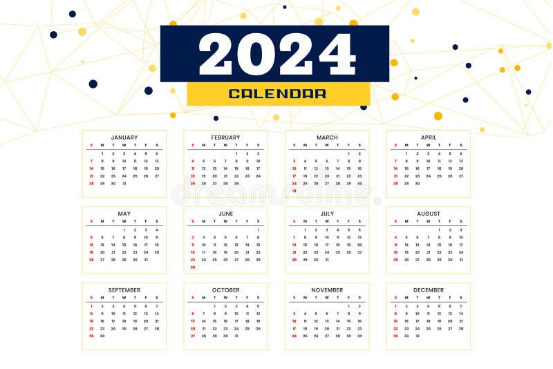 Low Poly Style 2024 Wall Calendar Template Organize Annual Task Stock ...