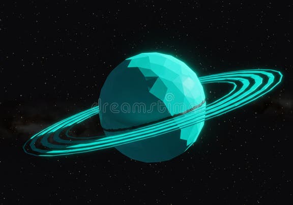 A Low-poly, Stylized 3D Model of a Planet in Space with Bright, Glowing ...