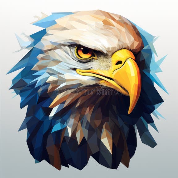 Low Poly Stylized Eagle Head: Hyper-realistic Animal Illustration Stock ...