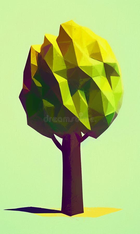 Low Poly Summer Tree - Digital Painting Stock Illustration ...